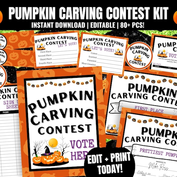 Printable Halloween Pumpkin Contest Certificates - Etsy