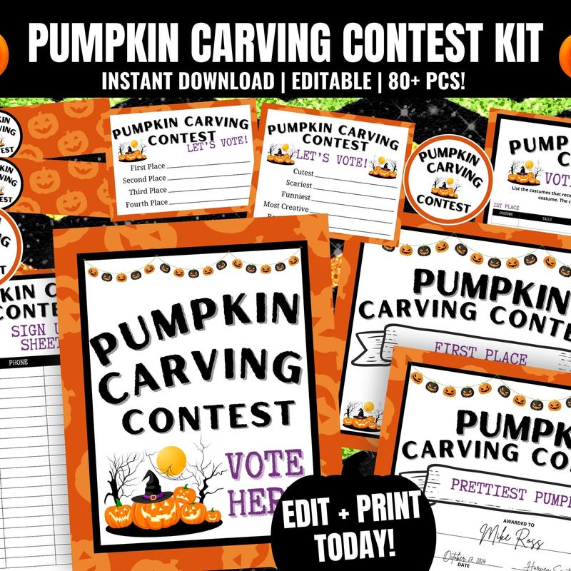 Editable Pumpkin Carving Contest Flyer - Etsy