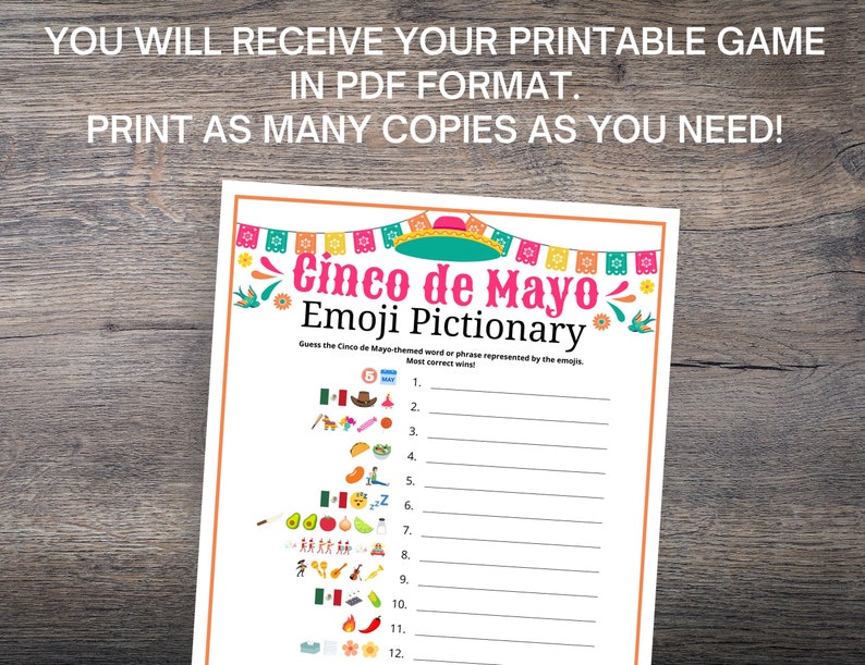 Cinco De Mayo Emoji Pictionary Game: Printable Party Activity (PDF) - Etsy