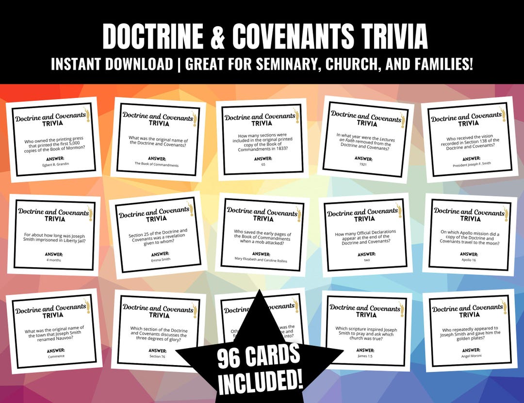 Doctrine and Covenants Trivia Game, LDS Game for Seminary, Sunday ...