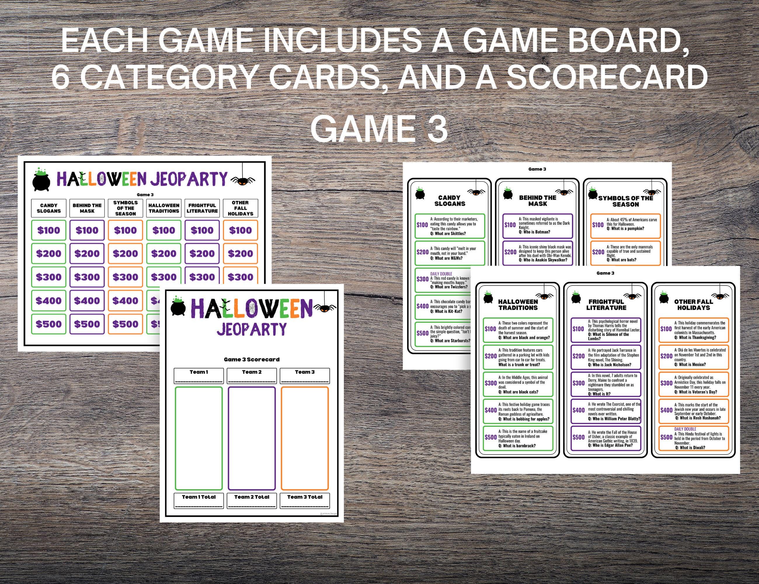 Halloween Jeoparty Game Bundle: Trivia Night (digital Download) - Etsy