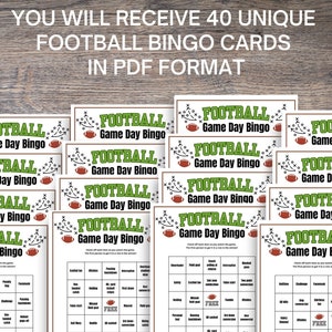 Football Bingo Game: Fun Party Idea (printable PDF) - Etsy