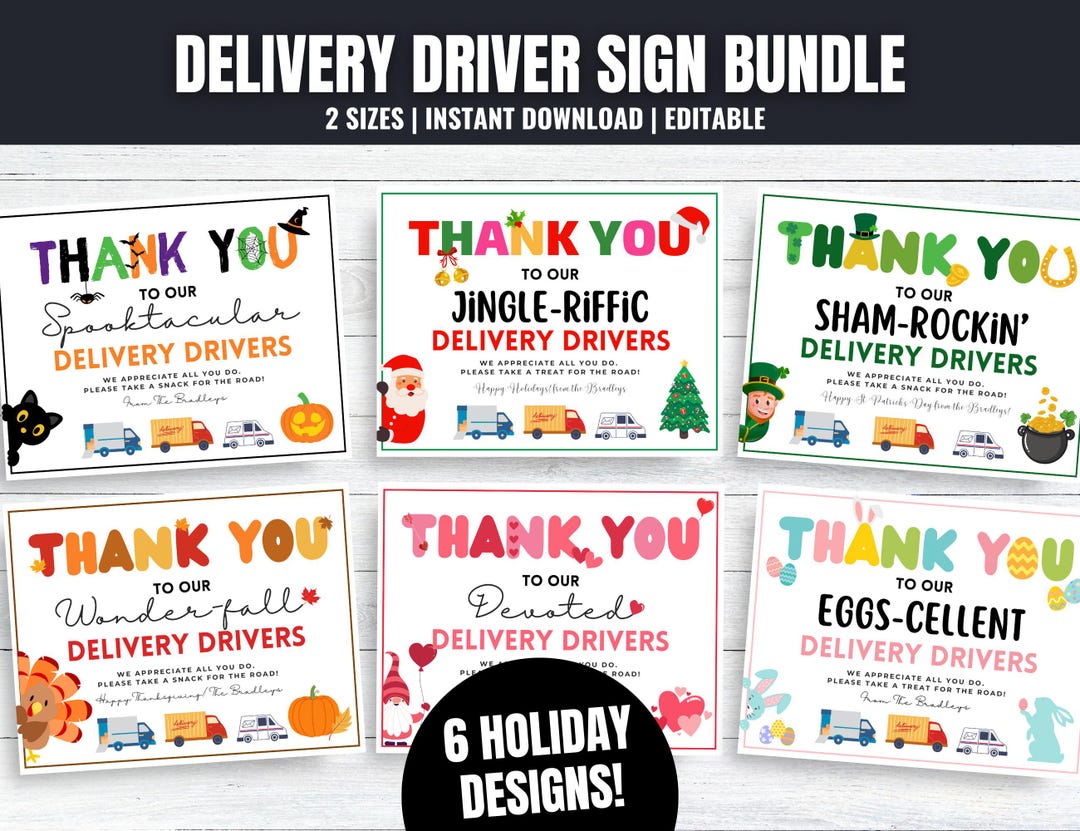 Editable Holiday Delivery Driver Thank You Signs (digital Download) - Etsy
