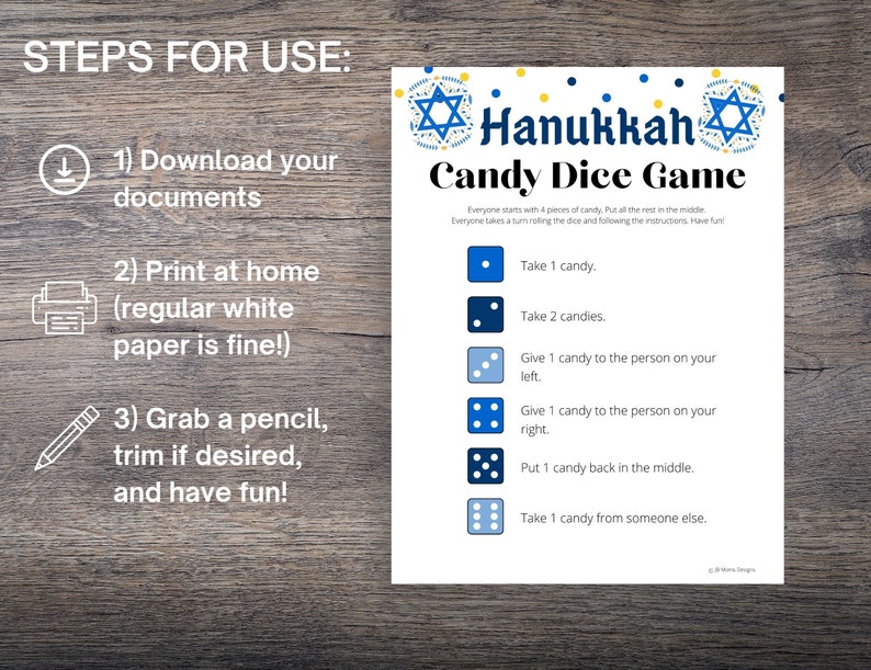 Hanukkah Candy Dice Game for Kids Teens & Adults Fun - Etsy