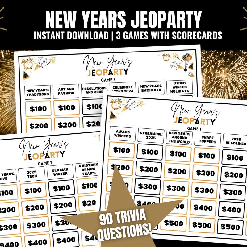 New Year Jeopardy Game - Etsy