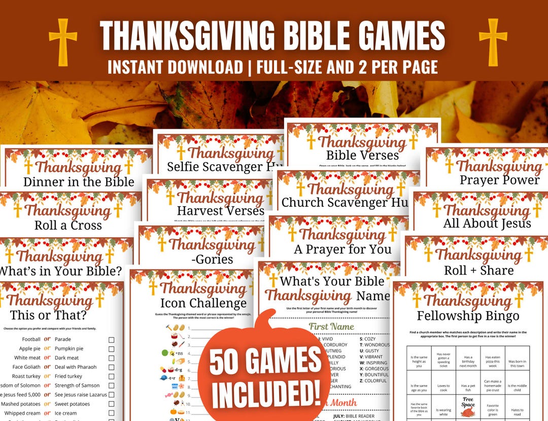 Thanksgiving Bible Games MEGA Bundle: 50 Christian Games and Icebreaker ...
