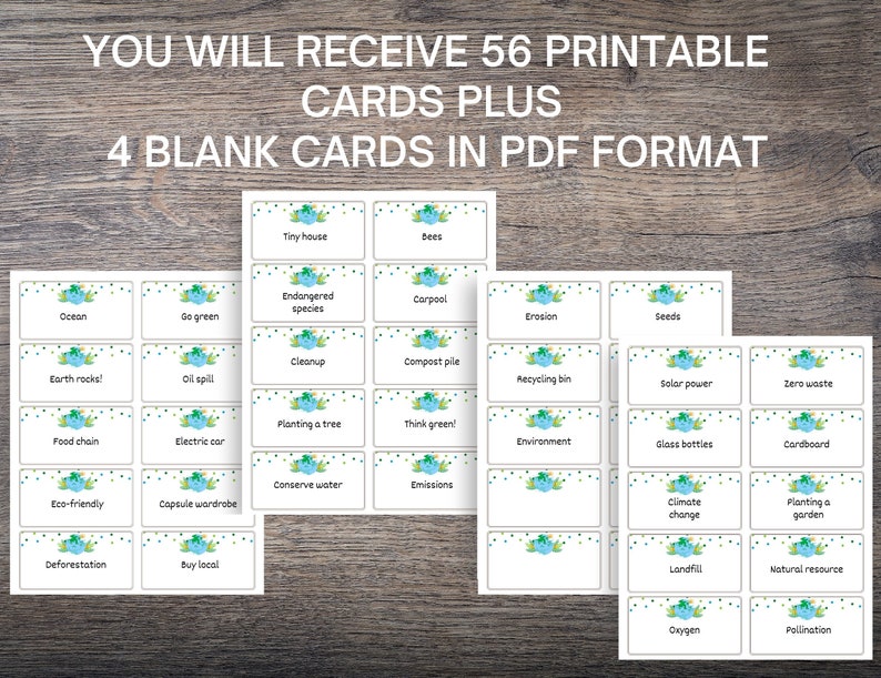 Earth Day Pictionary Set 60 Fun Earth Day Pictionary Cards - Etsy