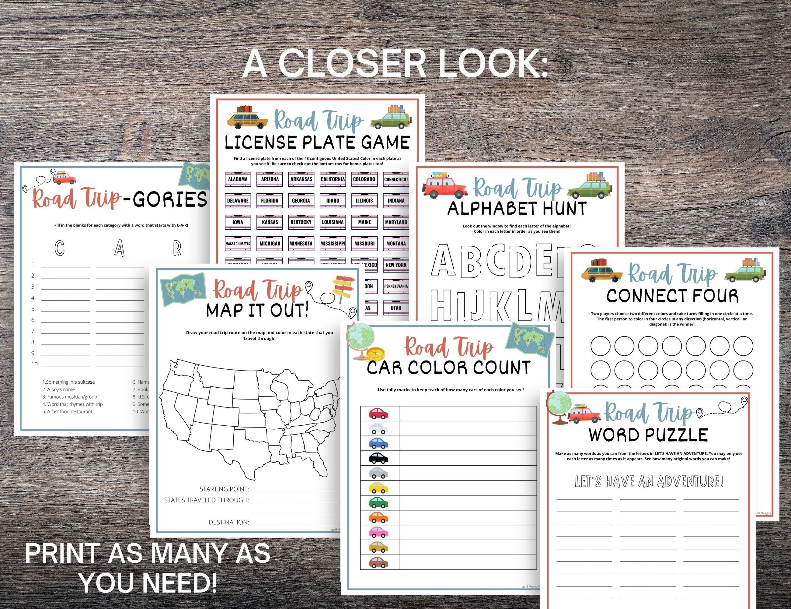 Road Trip Activity MEGA Bundle: 100+ Pages Family Travel Games ...