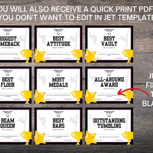 Editable Gymnastics Award Certificates: Team Party End of Season Awards ...