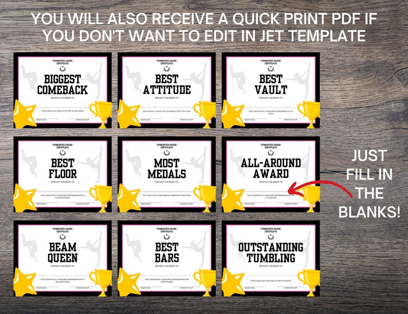 Editable Gymnastics Award Certificates: Team Party End of Season Awards ...