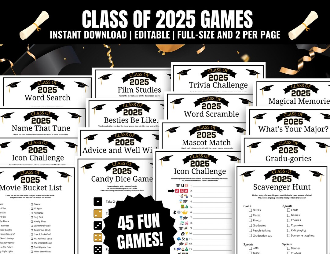 Class of 2025 Graduation Party Games, Graduation Games, Grad Party ...