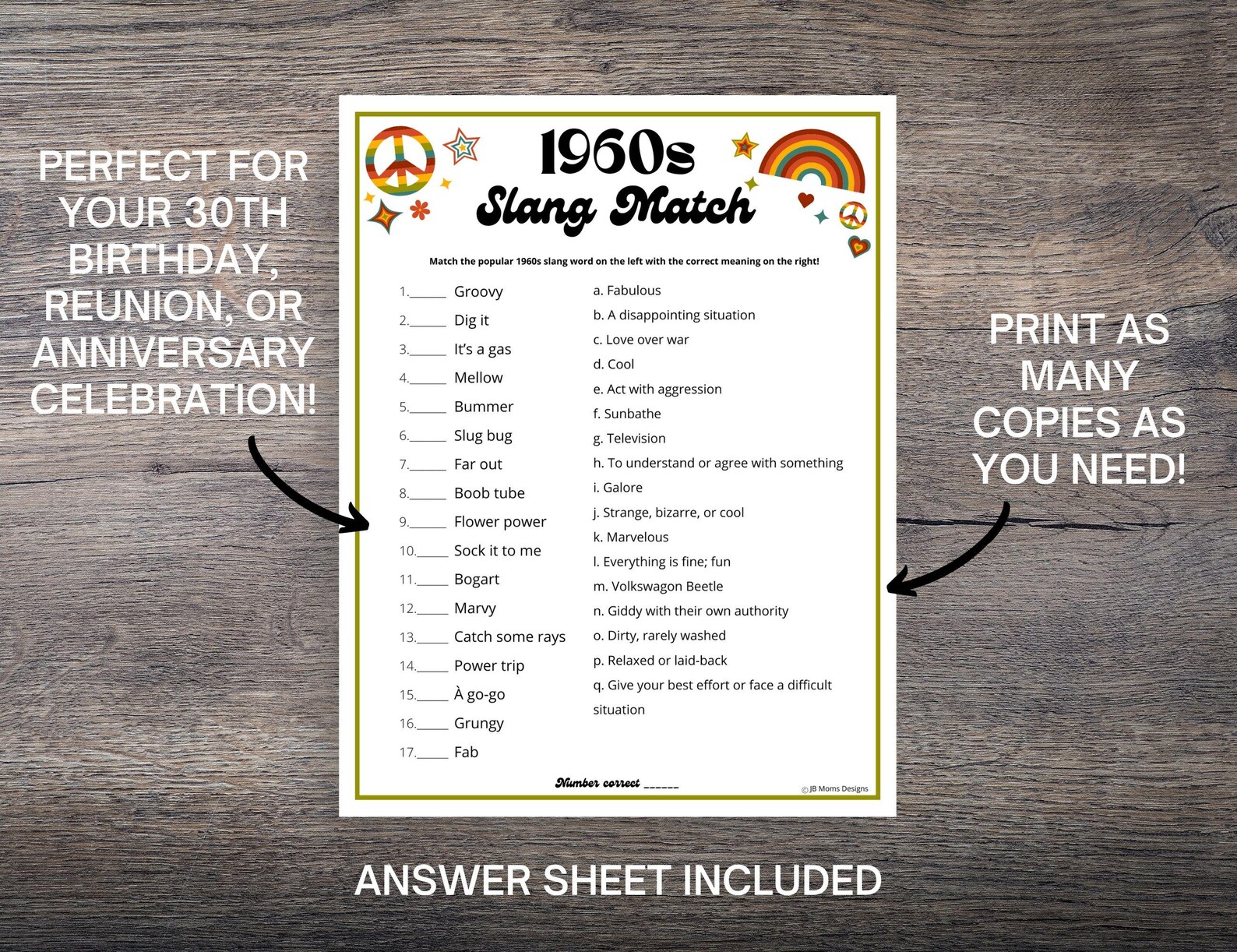 1965 Trivia Games Bundle: 60th Birthday or Anniversary Party Games ...