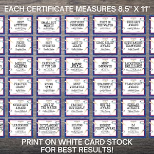 Editable Swim Team Awards: 70+ Printable Certificates (digital Download ...