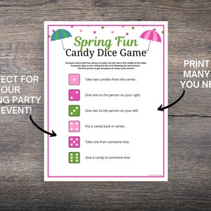 Spring Candy Dice Game, Fun Spring Game for Kids & Teens, Spring ...