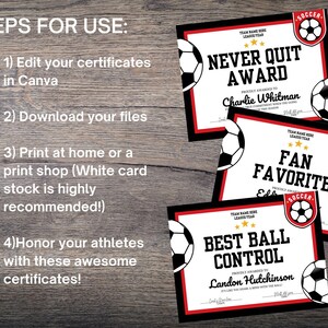 Editable Soccer Award Certificates: End of Season Team Party (digital ...