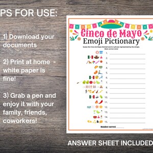 Cinco De Mayo Emoji Pictionary Game, Cinco De Mayo Party Game for ...