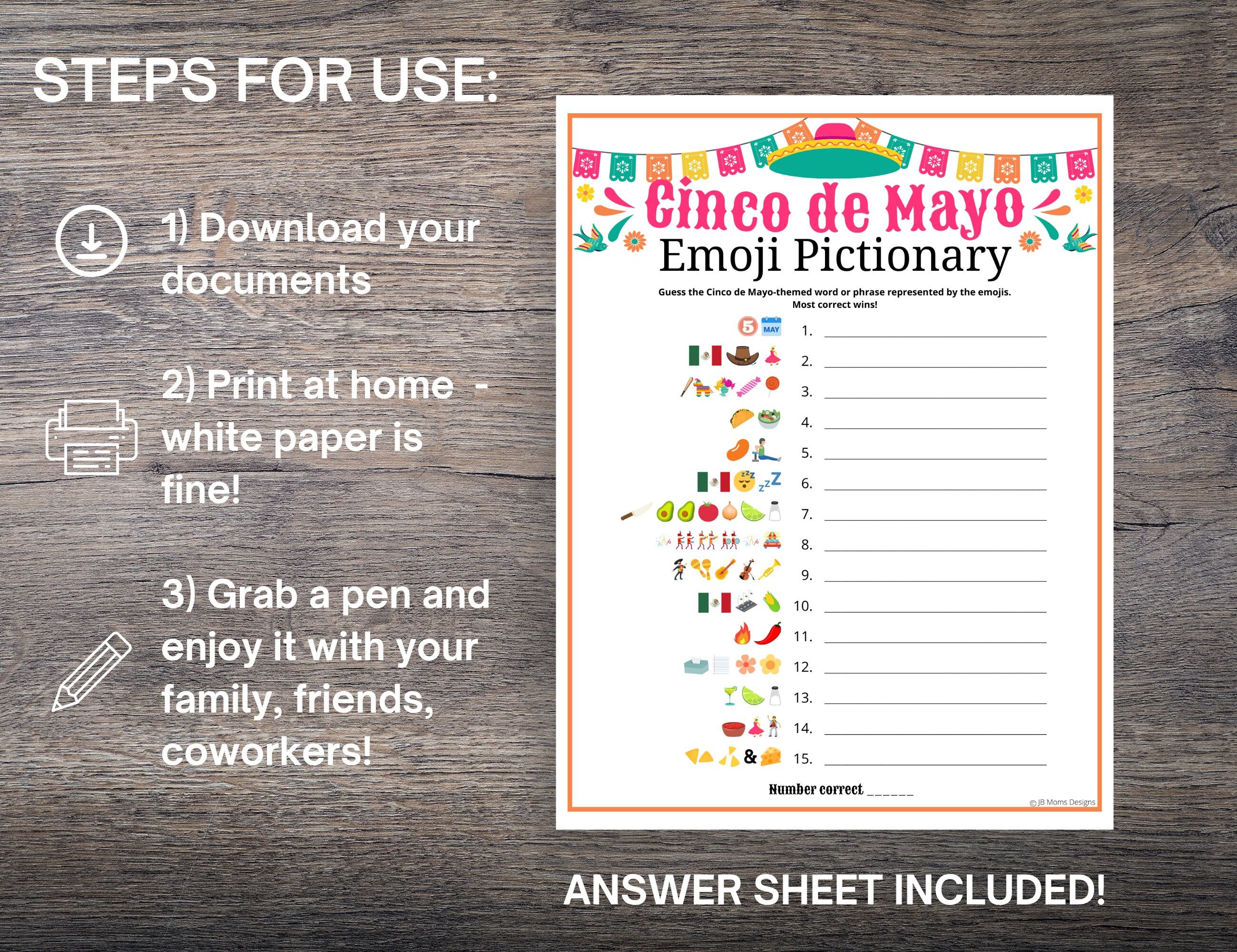 Cinco De Mayo Emoji Pictionary Game: Printable Party Activity (PDF) - Etsy