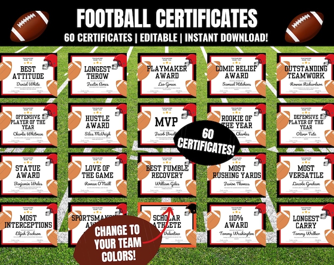 End of Season Football Award Certificates | 30+ Football Certificates ...