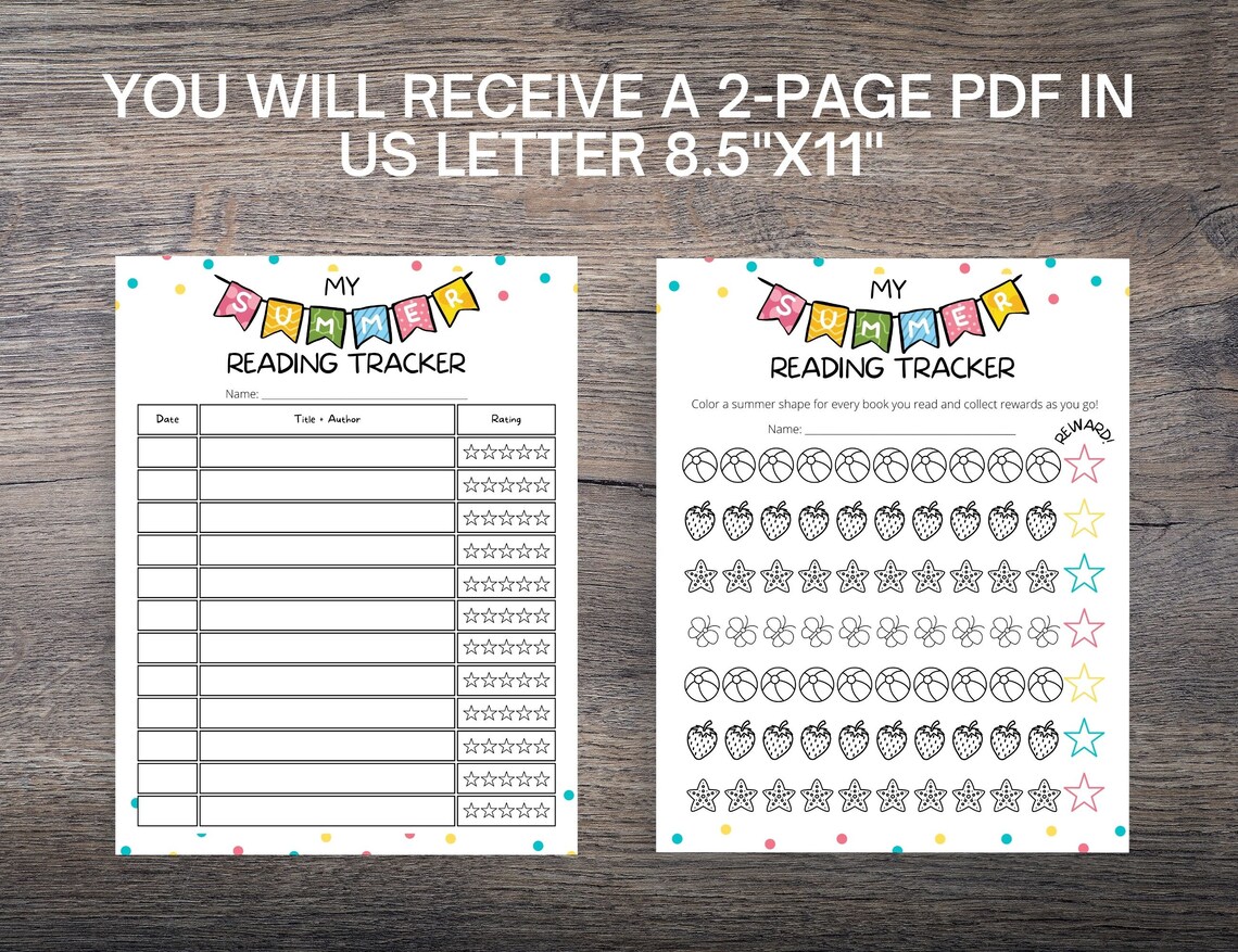 Printable Summer Reading Tracker for Kids Summer Reading Log | Etsy