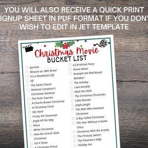 Christmas Movie Bucket List Printable: Editable Holiday Checklist ...
