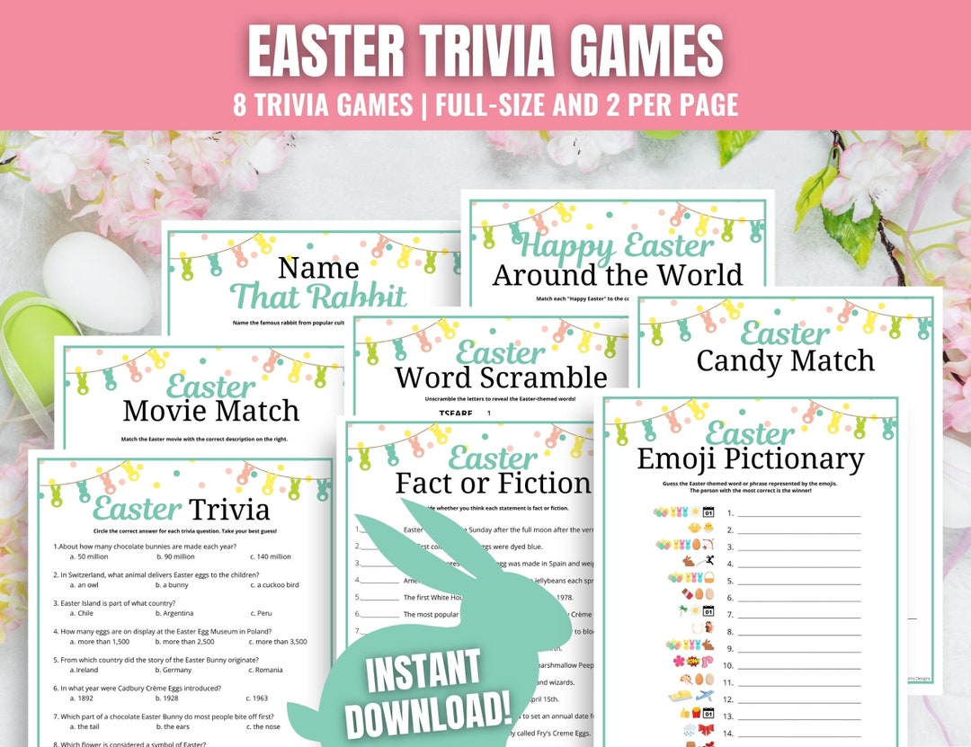 Easter TRIVIA 8-game BUNDLE, Fun Easter Trivia Questions and Answers ...