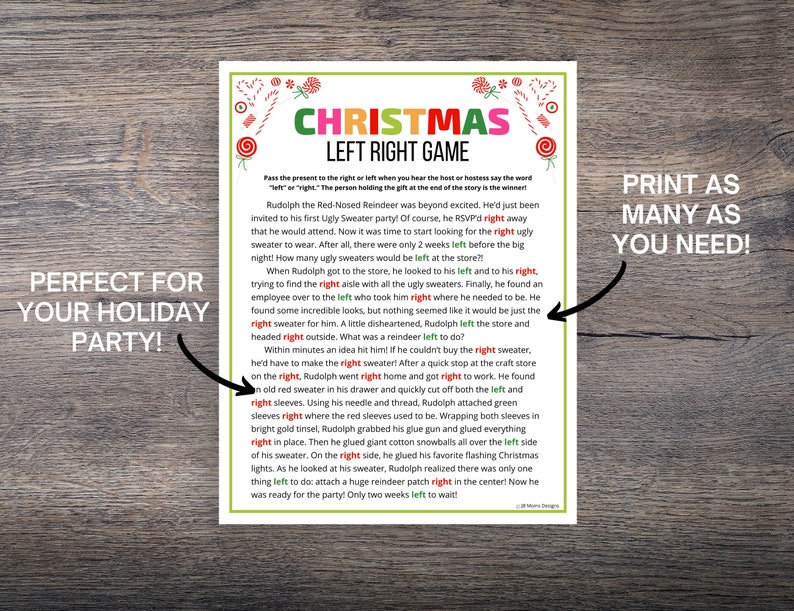 Christmas Left Right Game: Fun Holiday Party Icebreaker Activity ...