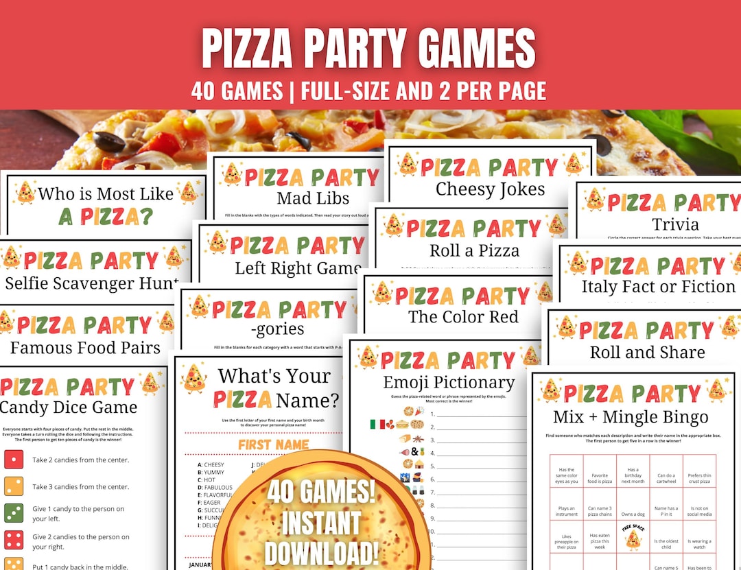 Pizza Party Games MEGA BUNDLE, 40 Pizza Party Activities, Printable ...