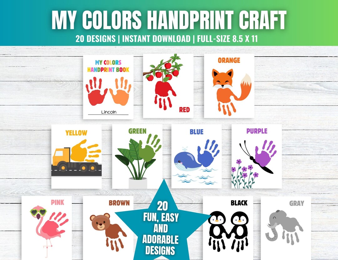 My Colors Handprint Craft Book: Preschool Art Templates (digital ...