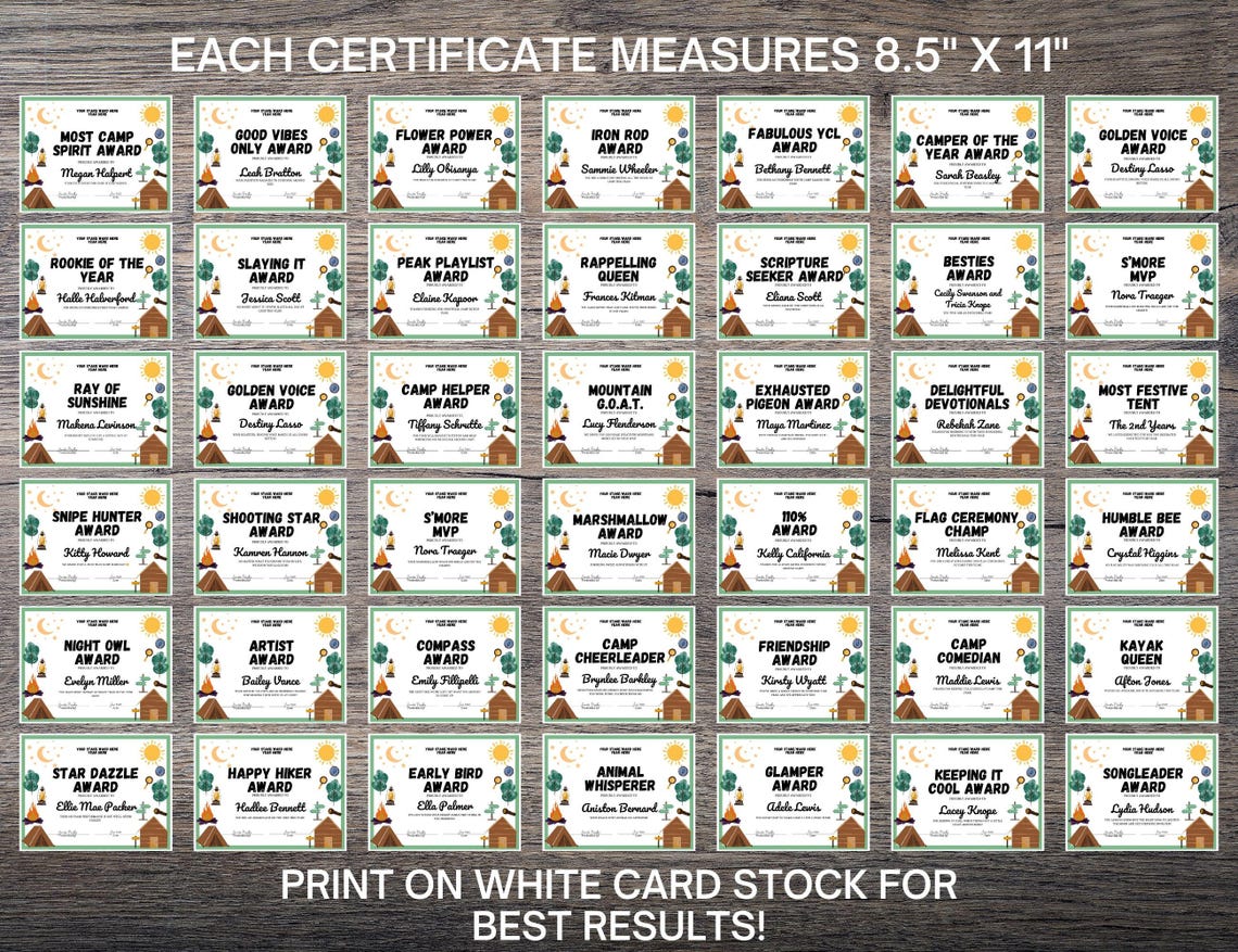 LDS Girls Camp Awards: Editable Printable Certificates (digital ...