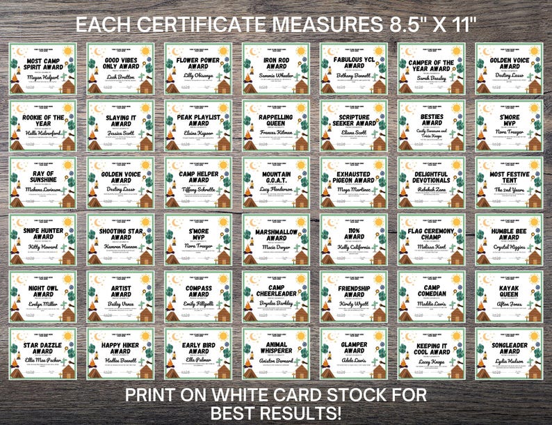 LDS Girls Camp Awards: Editable Printable Certificates (digital ...