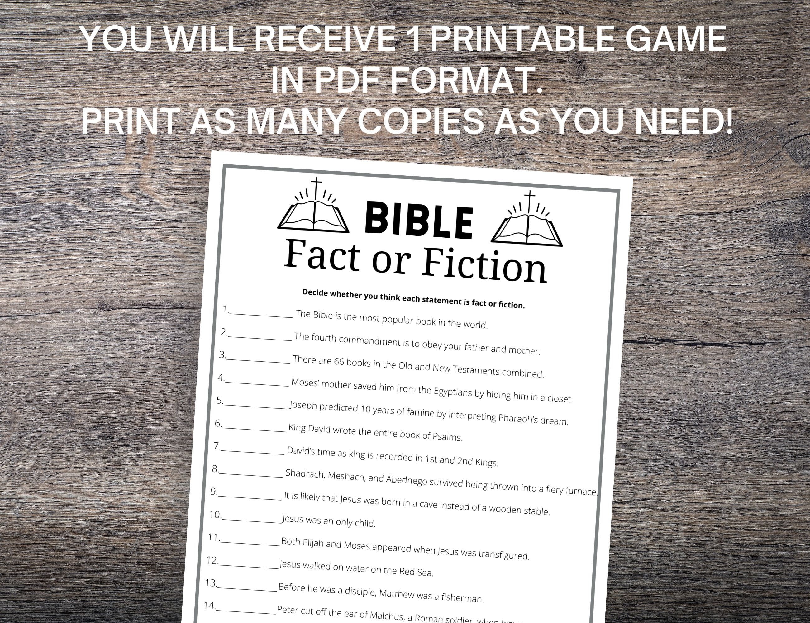 Bible Fact or Fiction Trivia Game Fun Bible Quiz Game - Etsy
