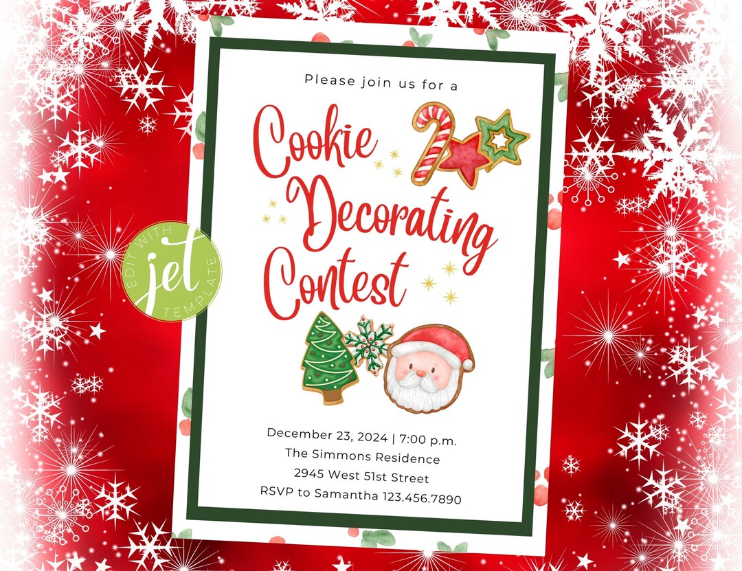Christmas Cookie Decorating Contest Invitation (digital Template) - Etsy