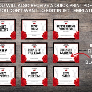 Editable Cheerleading Award Certificates: Team Awards With Red Pompoms ...