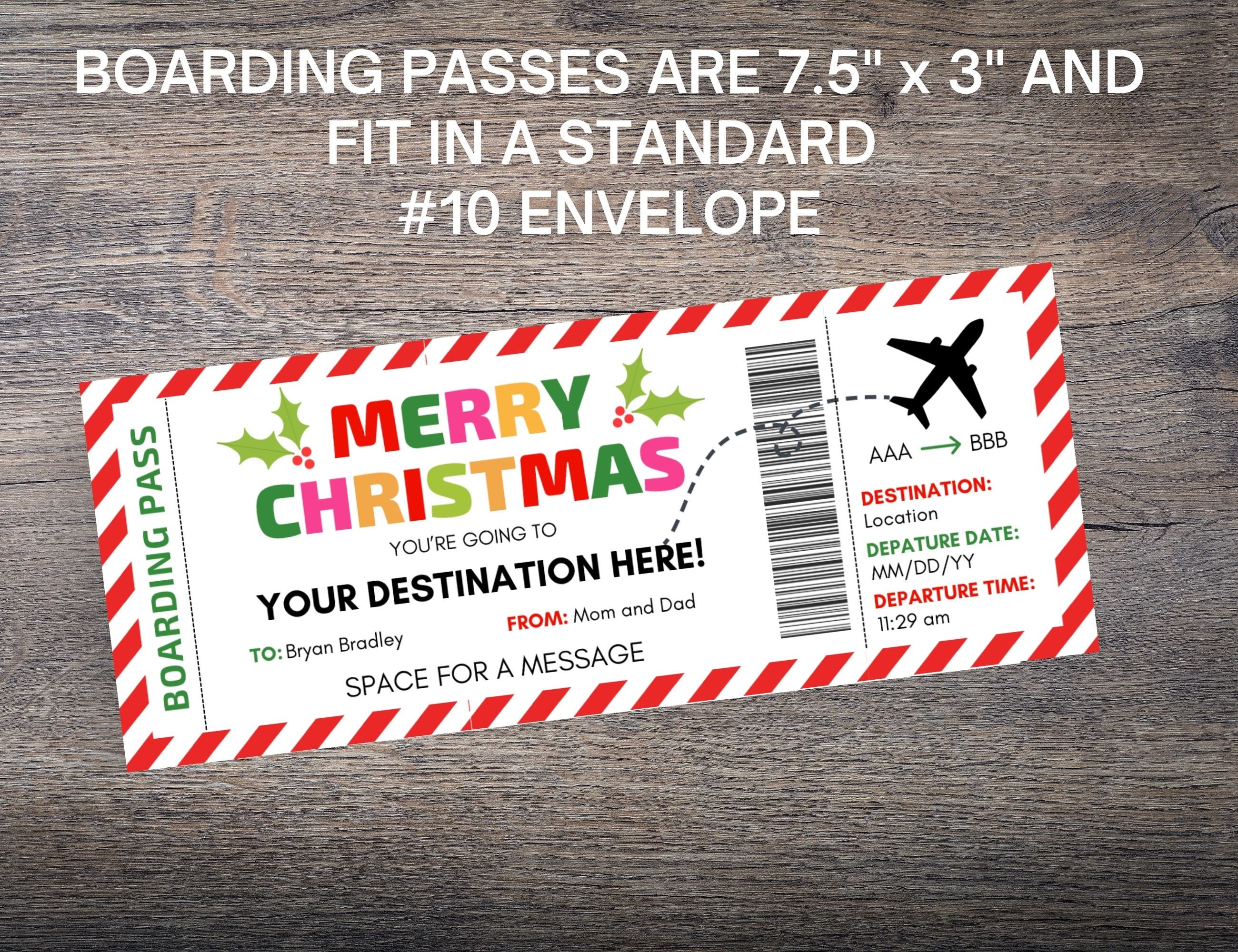 Christmas Boarding Pass Template Christmas Trip Surprise - Etsy UK