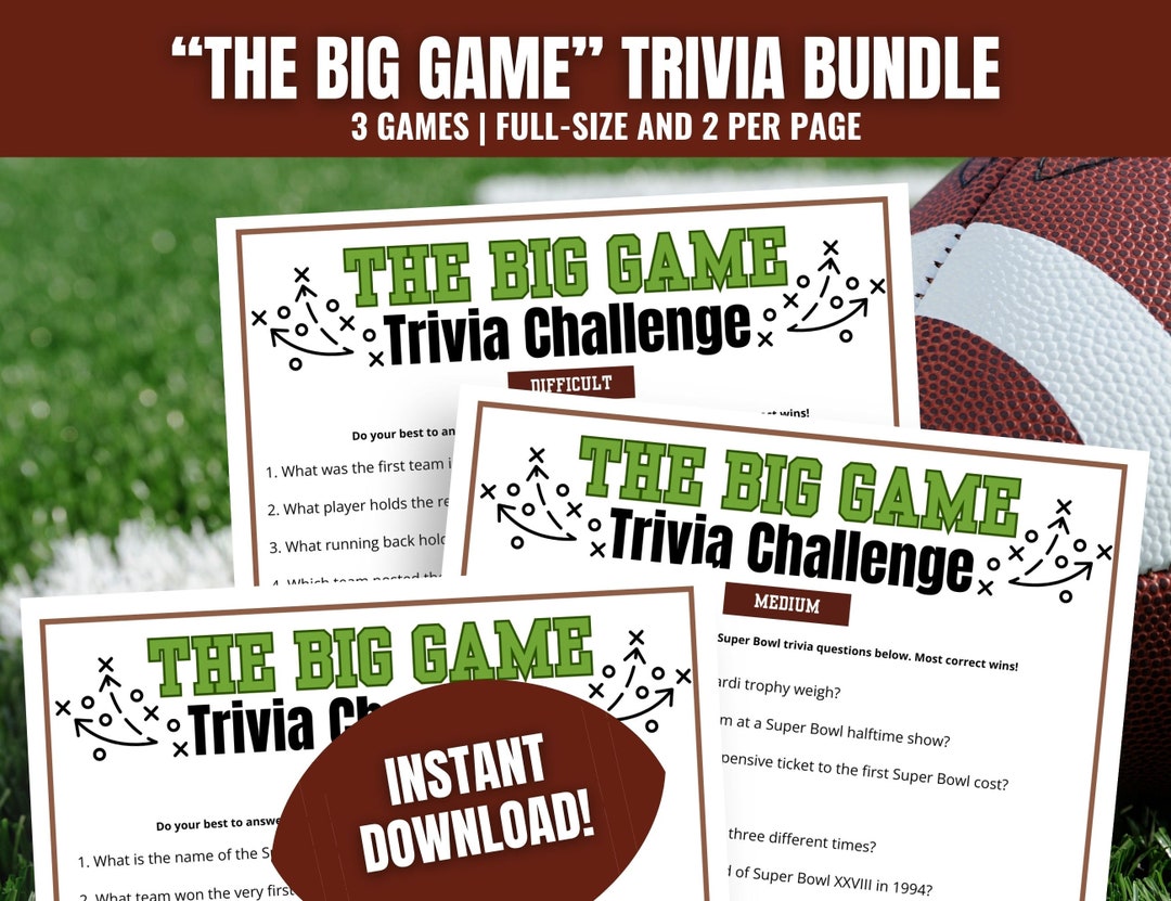 The Big Game Football Trivia Games BUNDLE, 2025 Football Trivia Games ...