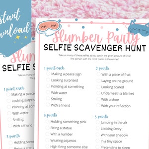 Slumber Party Selfie Scavenger Hunt Game Fun Sleepover Game - Etsy