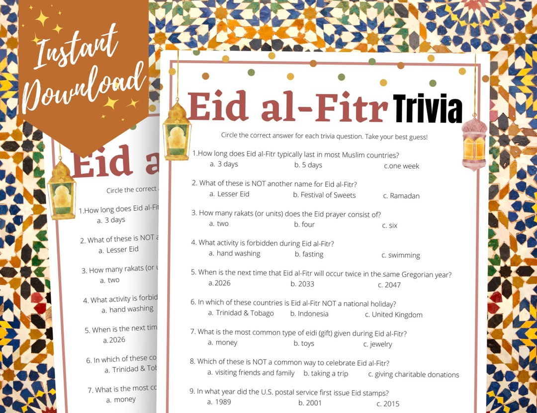 Eid Al-fitr Trivia Game, Eid Trivia Questions and Answers Printable ...