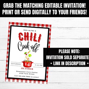 Chili Cook-off Contest Kit: Printable Party Award Certificates, Ballots ...