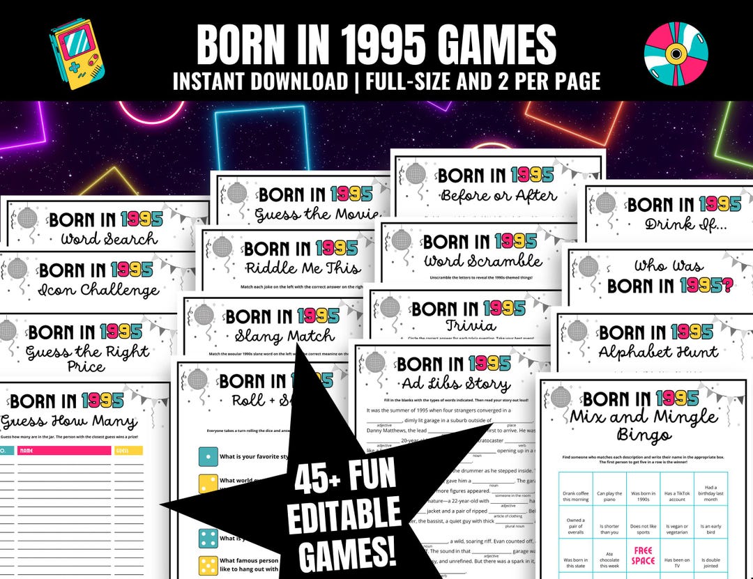 30th Birthday Party Games MEGA BUNDLE, Born in 1995 Games, 30th ...