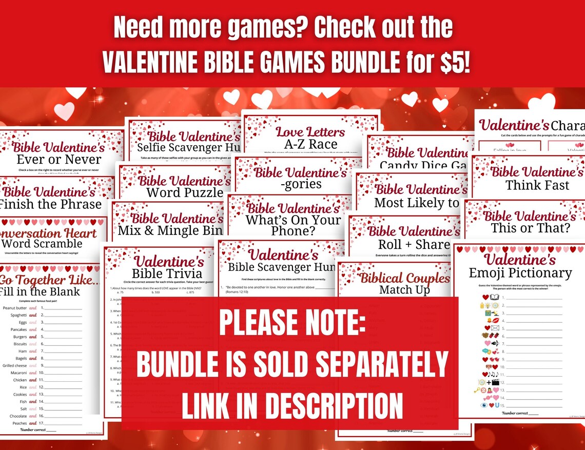 Valentine's Bible Couples Matching Game: Christian Trivia (PDF) - Etsy