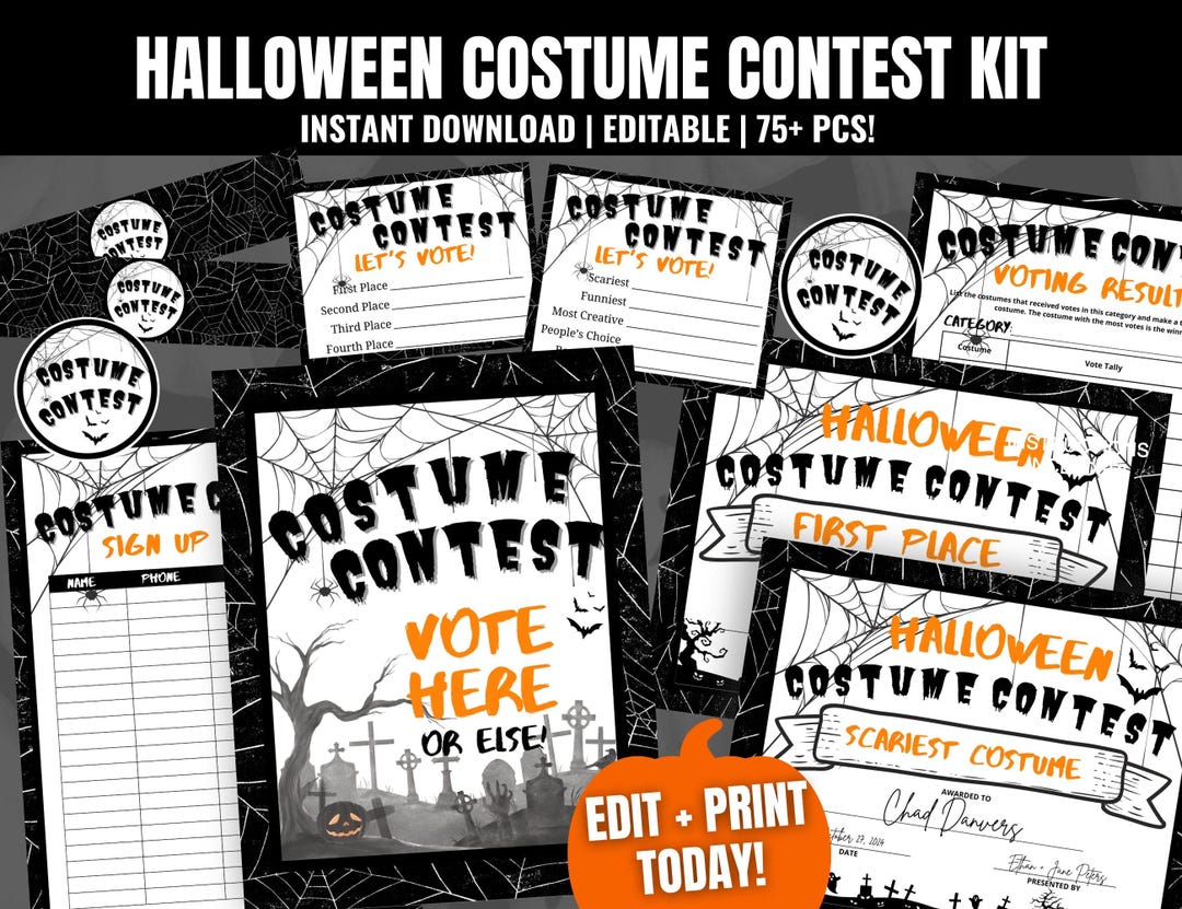 Editable Halloween Costume Contest Kit: Awards, Ballots and More ...