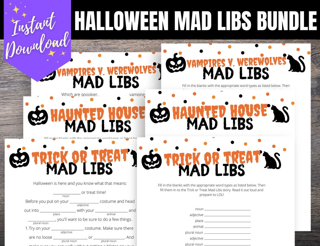 Halloween Mad Libs Bundle: Funny Party Game for Kids and Teens (digital ...