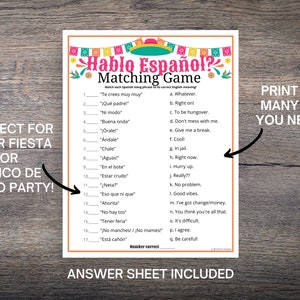 Cinco De Mayo Spanish Quiz Game: Hablo Español Party Activity (digital ...