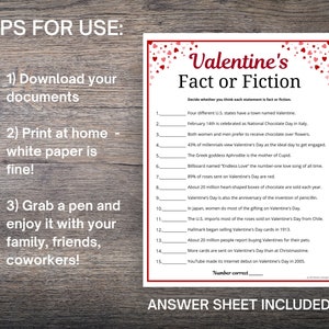 Valentine's Fact or Fiction Game: Fun Trivia Quiz (printable PDF) - Etsy