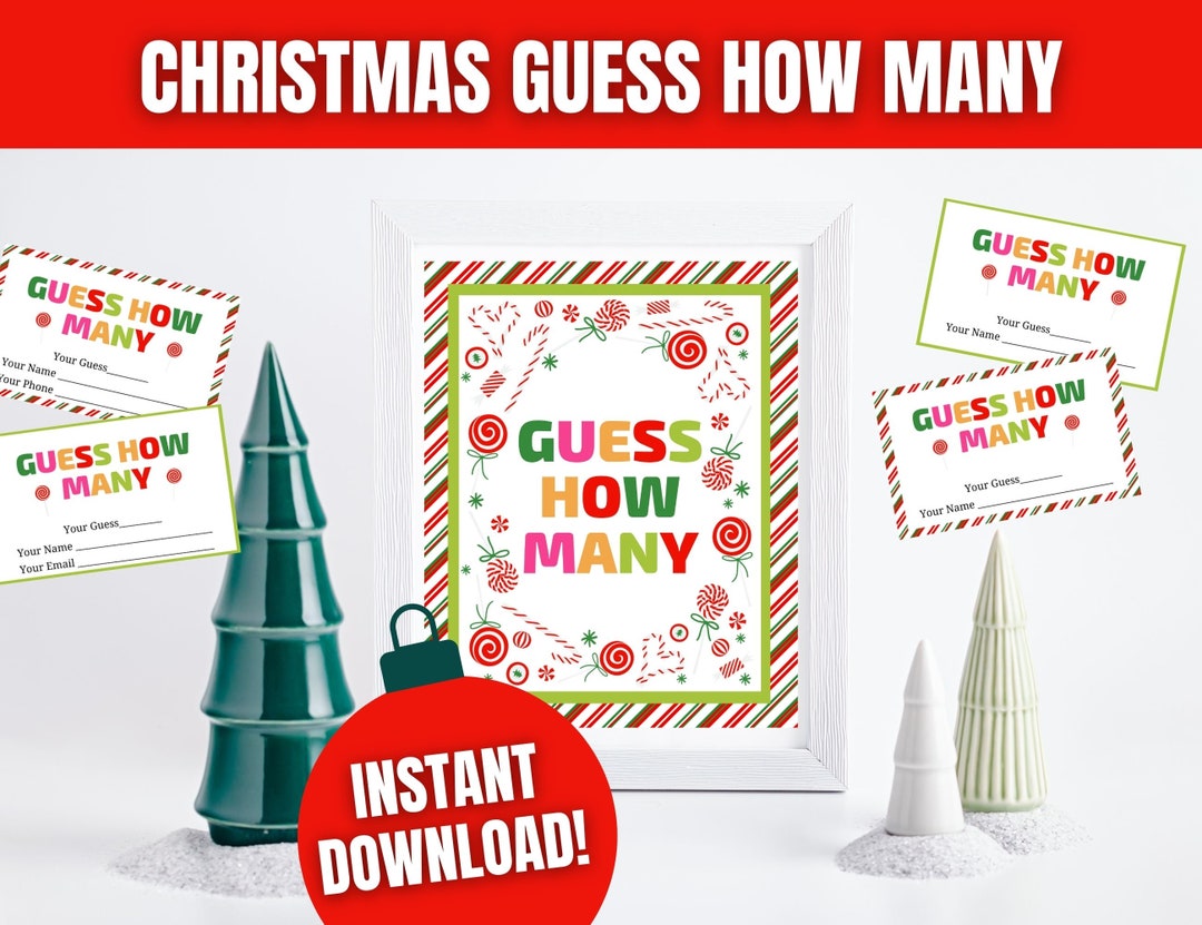 Christmas Candy Guess How Many Game, How Many Candies Guessing Game ...