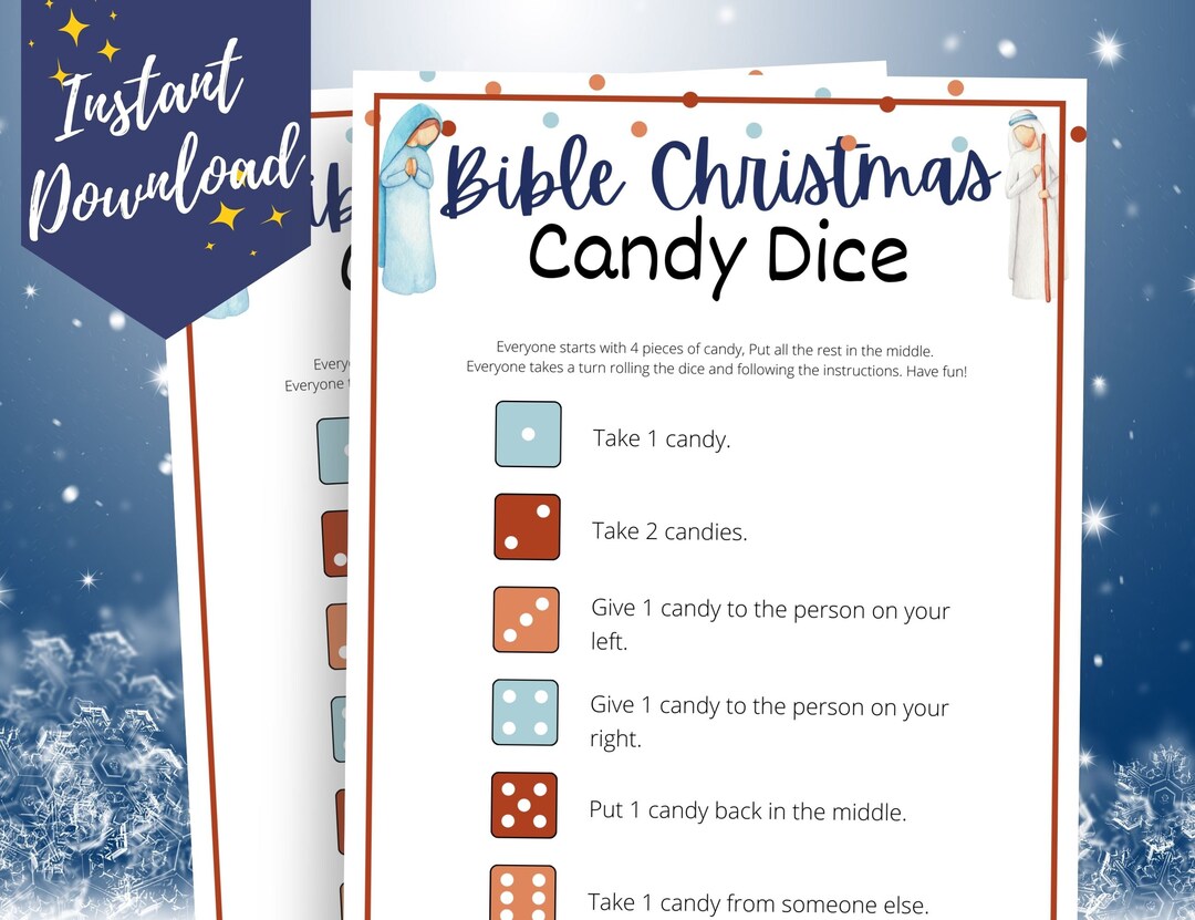 Bible Christmas Candy Dice Game, Christian Christmas Game, Church ...