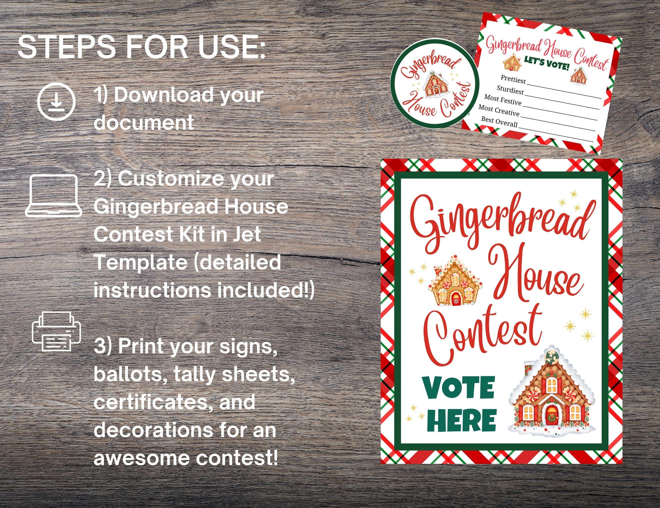 Gingerbread House Contest Kit: Printable Awards, Voting Ballots and ...