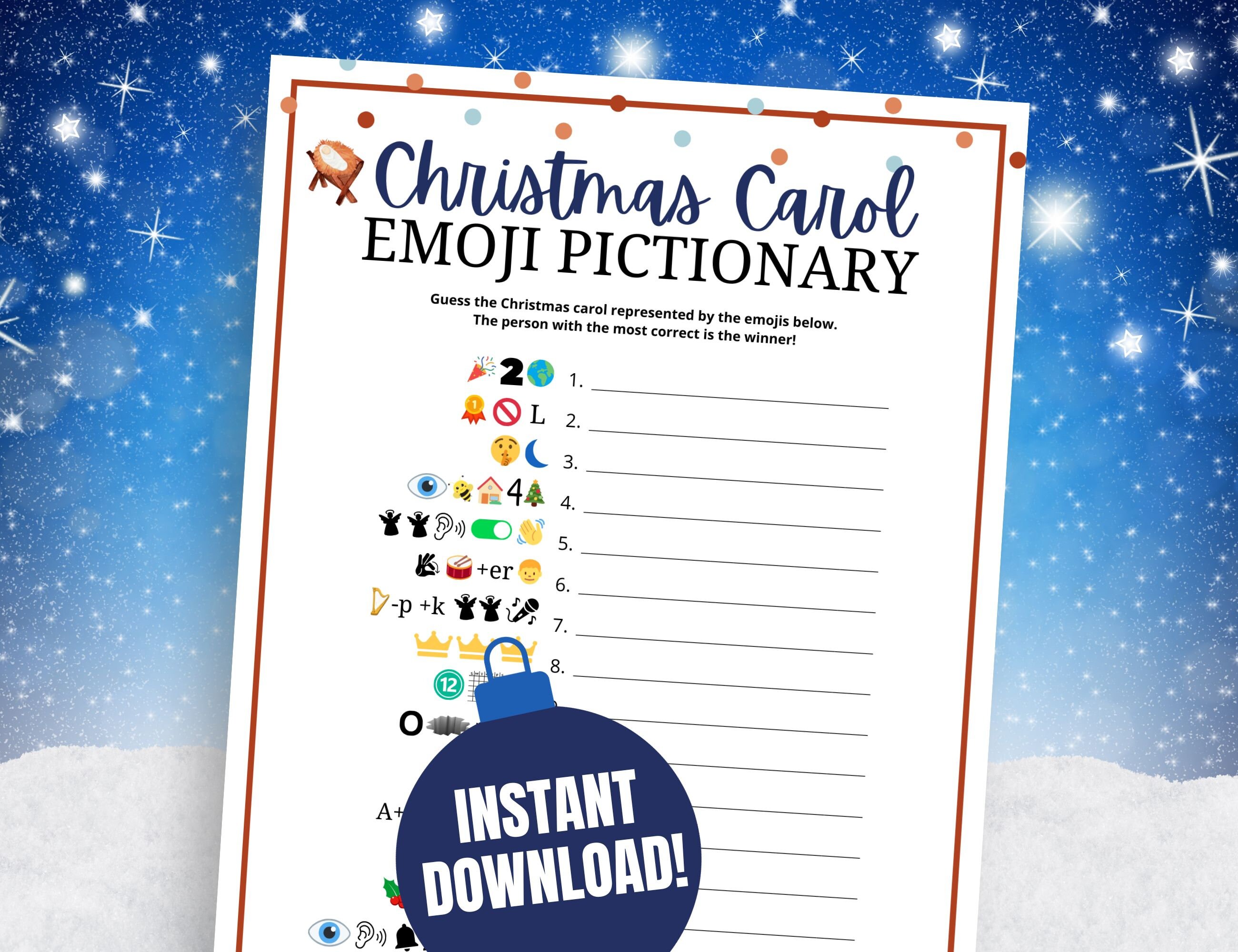 Christmas Carol Emoji Pictionary Game: Church Christmas Party (digital ...