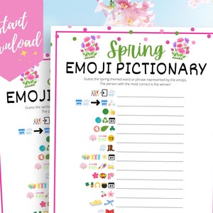 Spring Emoji Pictionary Game Fun Spring Emoji Game for Kids - Etsy