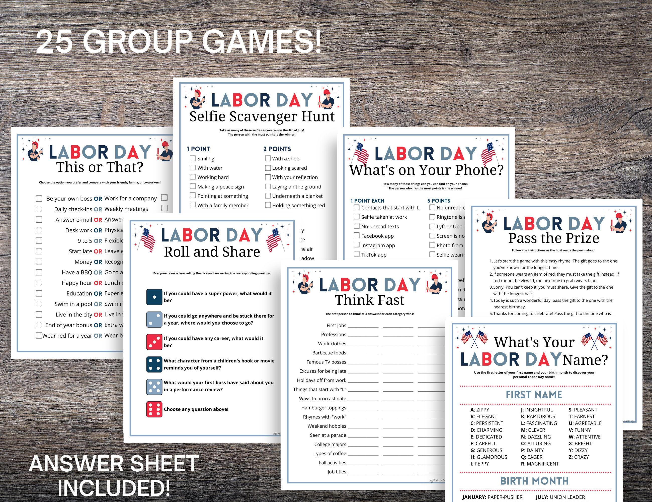 Labor Day Games Bundle: 45 Patriotic Party Activities and Icebreakers ...